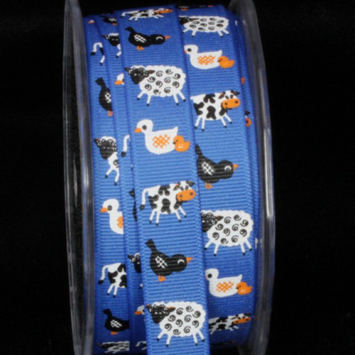 Blue & White Farm Animal Craft Ribbon 0.5-Inch x 54 Yards | Christmas ...