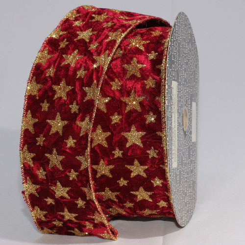 Burgundy Red & Gold Craft Ribbon Trim with Glitzerstern 3" x 20 Yards ...