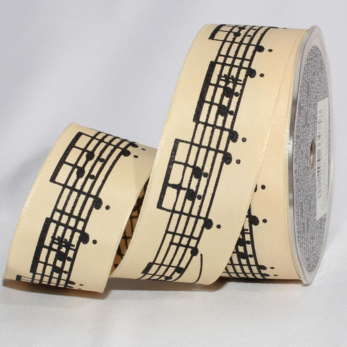 Cream Music Note Print Wired Craft Ribbon 1.5" x 44 Yards | Christmas ...