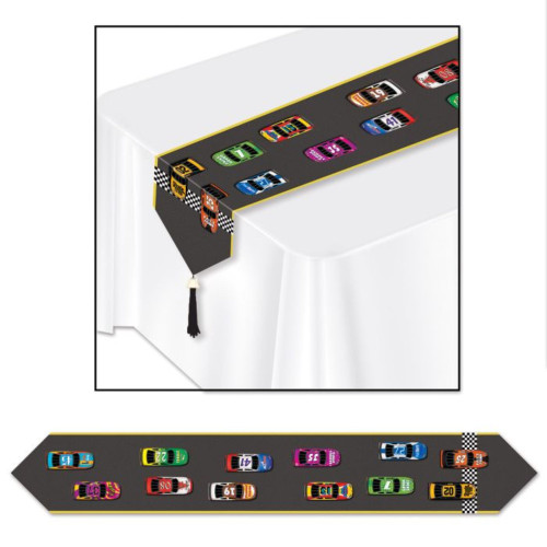 Club Pack of 12 Gray Cool Retro Racing Table Runner 6' | Christmas Central
