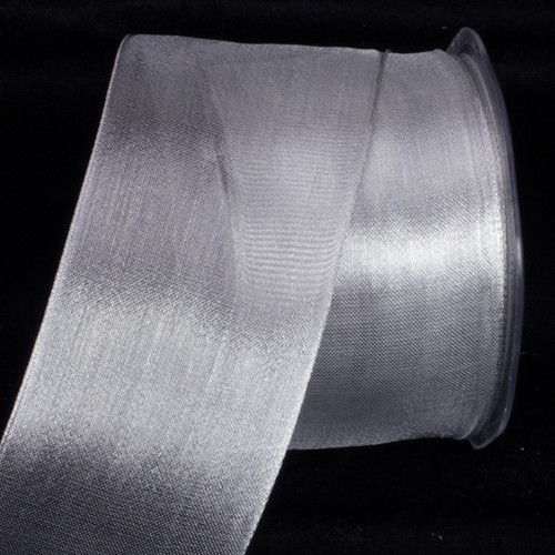 Metallic Silver Solid Wired Craft Ribbon 2.5" x 25 Yards | Christmas ...