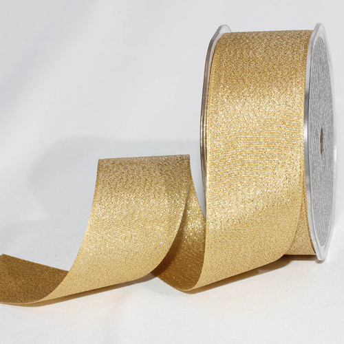 Set of 2 Sparkly Gold Colored Taffeta Woven Edge Craft Ribbon 1.5" x 54 ...