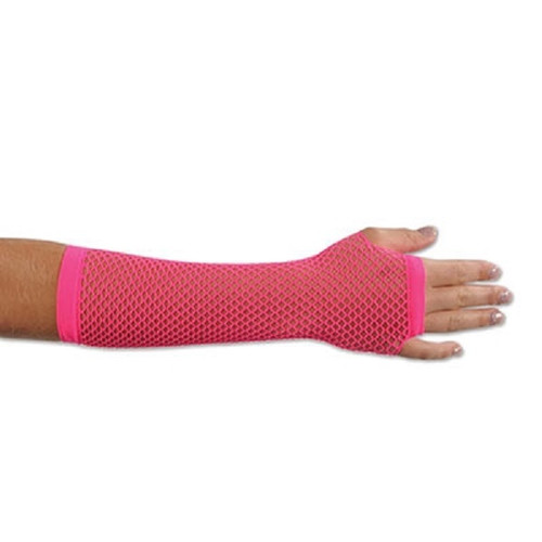 Club Pack of 12 Cerise Pink Fingerless Fishnet Gloves Costume ...