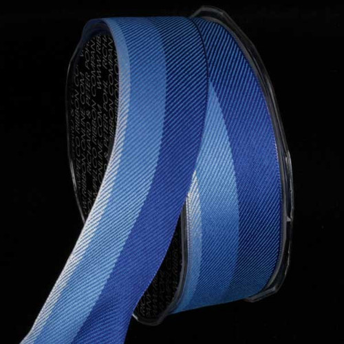 Blue Stripe Wired Craft Ribbon 1.5" x 54 Yards | Christmas Central