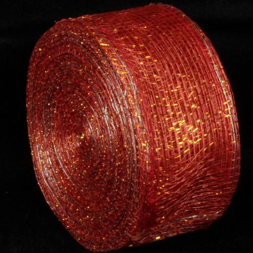 Red & Gold Wired Sinamay Abacá Fiber Ribbon 2" x 64 Yards | Christmas ...