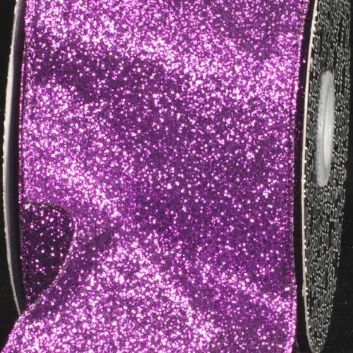 Sparkling Purple Glitter Wired Craft Ribbon 3" x 40 Yards | Christmas ...