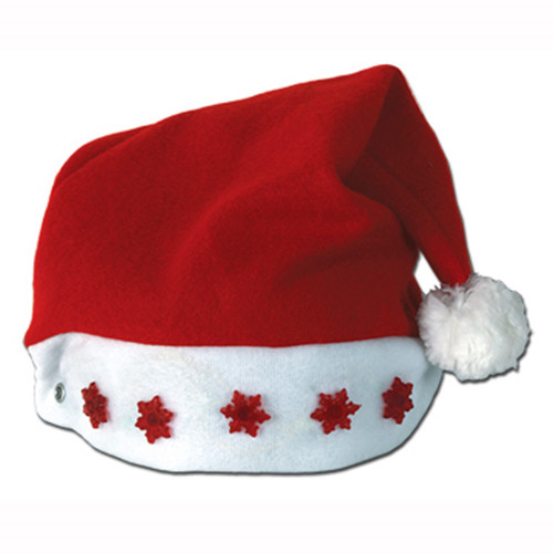 Club Pack of 12 Battery Operated Lighted Santa Hat with Red Snowflake ...