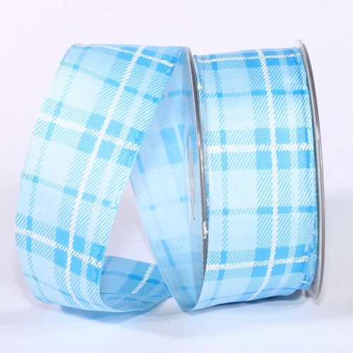 Blue & White Spring Plaid Wired Craft Ribbon 1.5" x 54 Yards ...