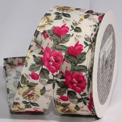 White & Red American Rose Wired Craft Ribbon 1.5" x 54 Yards ...
