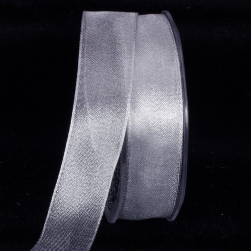 Metallic Silver Solid Wired Craft Ribbon 1" x 100 Yards | Christmas Central