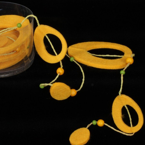 Dijon Yellow Fuzzy Felt Flower Garland 59" x 19.8 Yards | Christmas Central