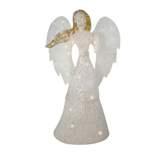 48" LED Lighted White & Gold Glittered Angel Christmas Outdoor ...