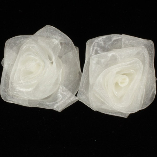 Club Pack of 36 Sheer Ivory Rose Craft Ribbon Flowers 3" | Christmas ...