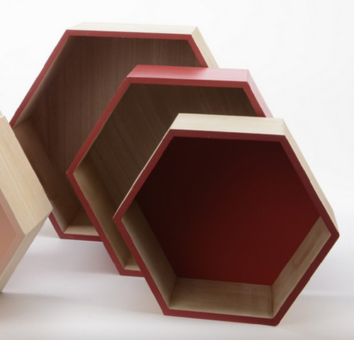 Hexagonal Hanging or Standing Shadow Boxes - 15.5" - Set of 3 - Brown ...