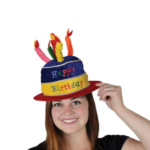 Club Pack of 12 Plush 'Happy Birthday' Cake Hat Costume Accessories ...