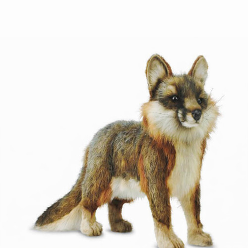 Set of 2 Gray & Brown Handcrafted Soft Plush Fox Stuffed Animals 15.5 ...