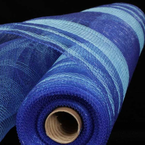 Royal Blue Striped Deco Mesh Craft Ribbon 21" x 40 Yards | Christmas ...