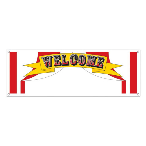 Pack of 12 Red & Yellow Circus Carnival 'Welcome' Banners with Grommets ...