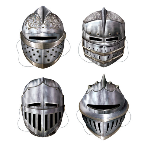 Club Pack of 12 Silver Noble Knight In Shining Armor Halloween Masks ...