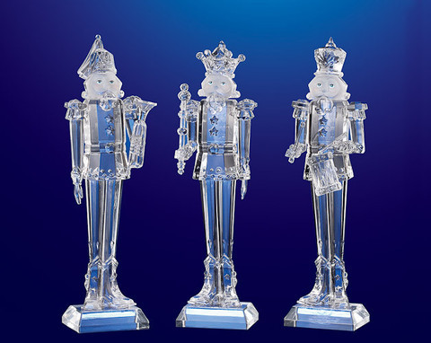 Set of 6 Clear Icy Illuminated Christmas Nutcrackers 9" | Christmas Central
