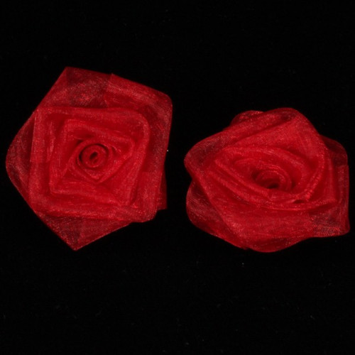 Club Pack of 48 Sheer Red Rose Craft Ribbon Flowers 2" | Christmas Central