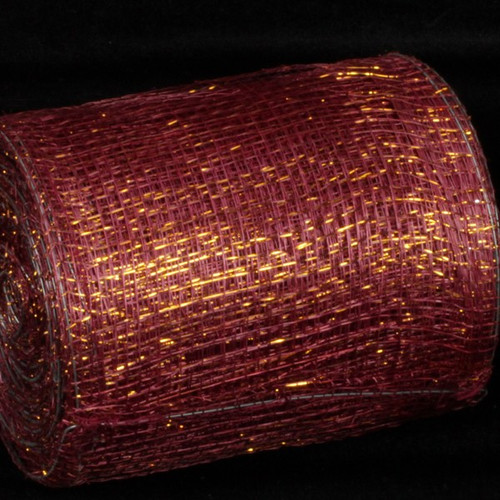Wine Red & Gold Wired Sinamay Abaca Fiber Ribbon 5" x 32 Yards ...