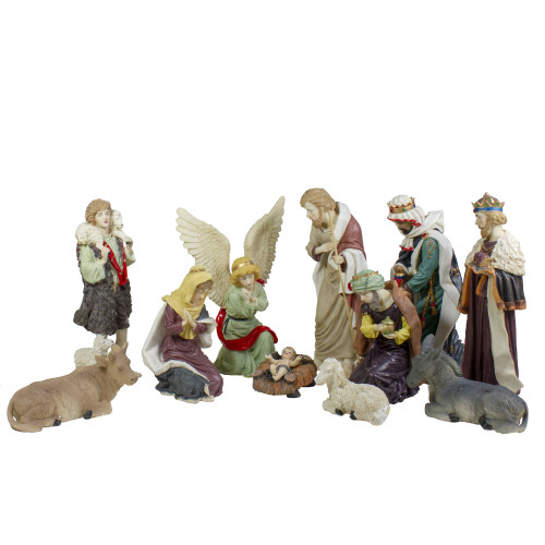 11pc Ivory & Brown Christmas Religious Nativity Figurine Set 18 ...
