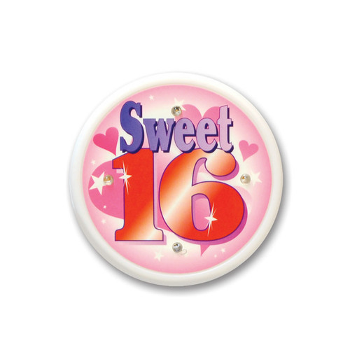 Pack of 6 Pink & Purple "Sweet 16" Flashing Birthday Party Celebration ...