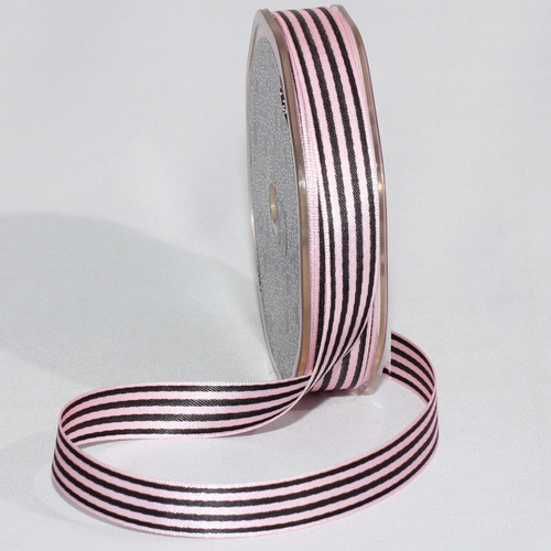 Pink & Black Stripe Craft Ribbon 0.50" x 162 Yards | Christmas Central