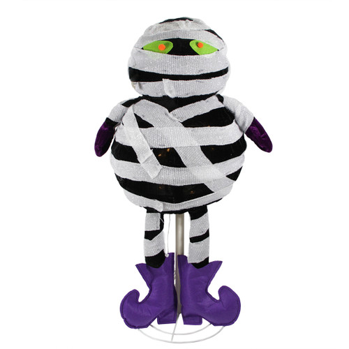 34" Black & White LED Lighted Standing Mummy Halloween Decor ...