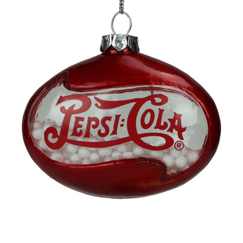 3" Red Pepsi Cola Snow Filled Glass Christmas Ornament | Christmas Central