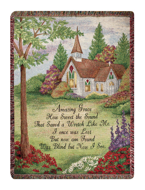Amazing Grace Church Tapestry Throw Blanket - 50" x 60" | Christmas Central