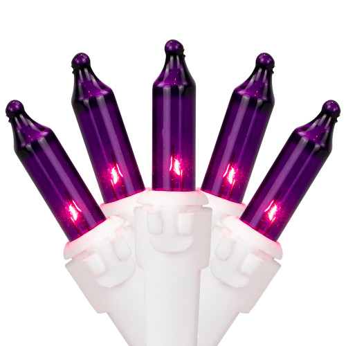 35-Count Purple Mini Christmas Light Set, 7ft White Wire | Christmas ...