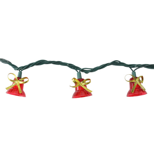 Set of 40 Red Musical Bell Multi-Function Christmas Lights with Green ...