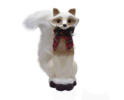 13.5" White & Brown Fox with Bow Christmas Tabletop Decor | Christmas ...