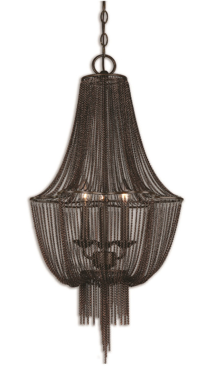 3-Light Gothic Style Ceiling Chandelier - 33" - Bronze Finish ...