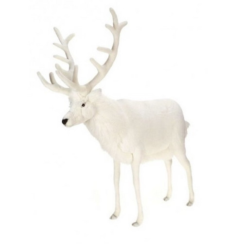47" White Handcrafted Soft Plush Reindeer Stuffed Animal | Christmas ...