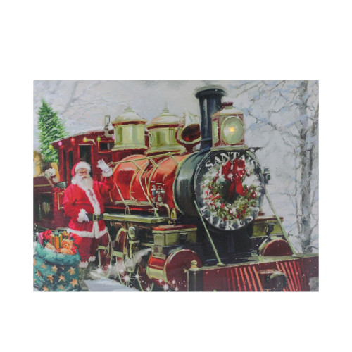 Fiber Optic & LED Lighted Santa's Express Canvas Wall Art 12" x 15.75 ...