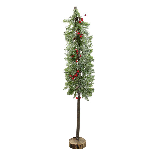 34" Green & Red Glittered Artificial Alpine Christmas Tree Tabletop ...
