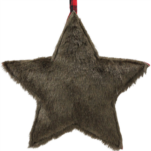 11.5" Brown Faux Fur Star Christmas Ornament | Christmas Central