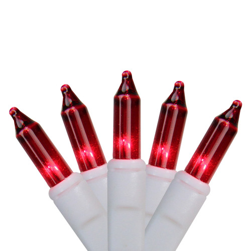 Mini Christmas Light Set - 49.6' - Red - White Wire - 100ct | Christmas ...
