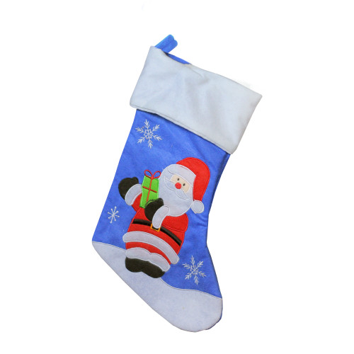 Embroidered Santa Claus with Gift Christmas Stocking - 15" | Christmas ...