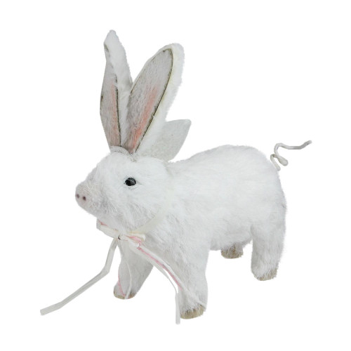 8.5” White Sisal Piglet with Easter Bunny Ears Tabletop Decor ...