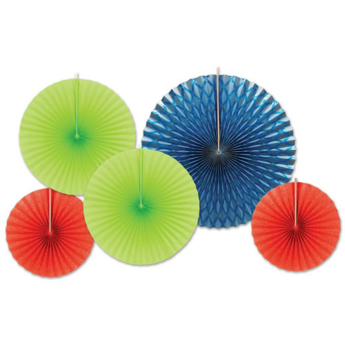 Club Pack of 12 Navy Blue & Red Paper Foil Fans Hanging Decors 16 ...