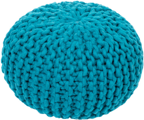 20" Teal Crochet Pattern Knitted Decorative Indoor Oval Pouf Ottoman ...