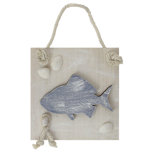 6” Blue & White Cape Cod Inspired Fish Wall Hanging Plaque with ...