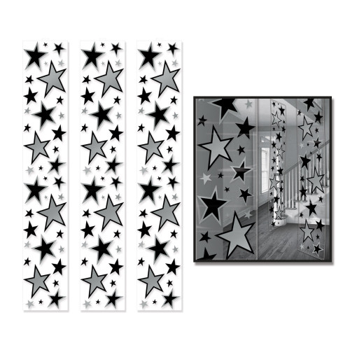 Pack of 36 Black & Silver Star Party Panel Decorations 6' | Christmas ...