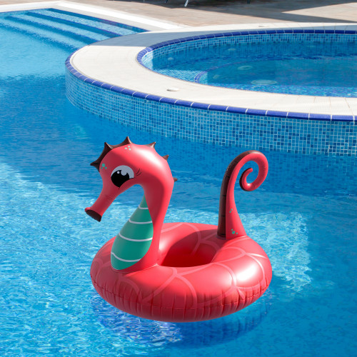 Inflatable Red & Green Coral Seahorse Swimming Pool Ring Float, 48-Inch ...