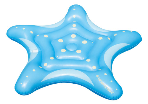 Inflatable Blue Starfish With Polka Dots Island Lounge Pool Float, 66.5 ...