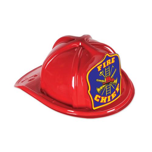 Club Pack of 48 Red & Blue Fire Chief Costume Hat with Shield - Medium ...